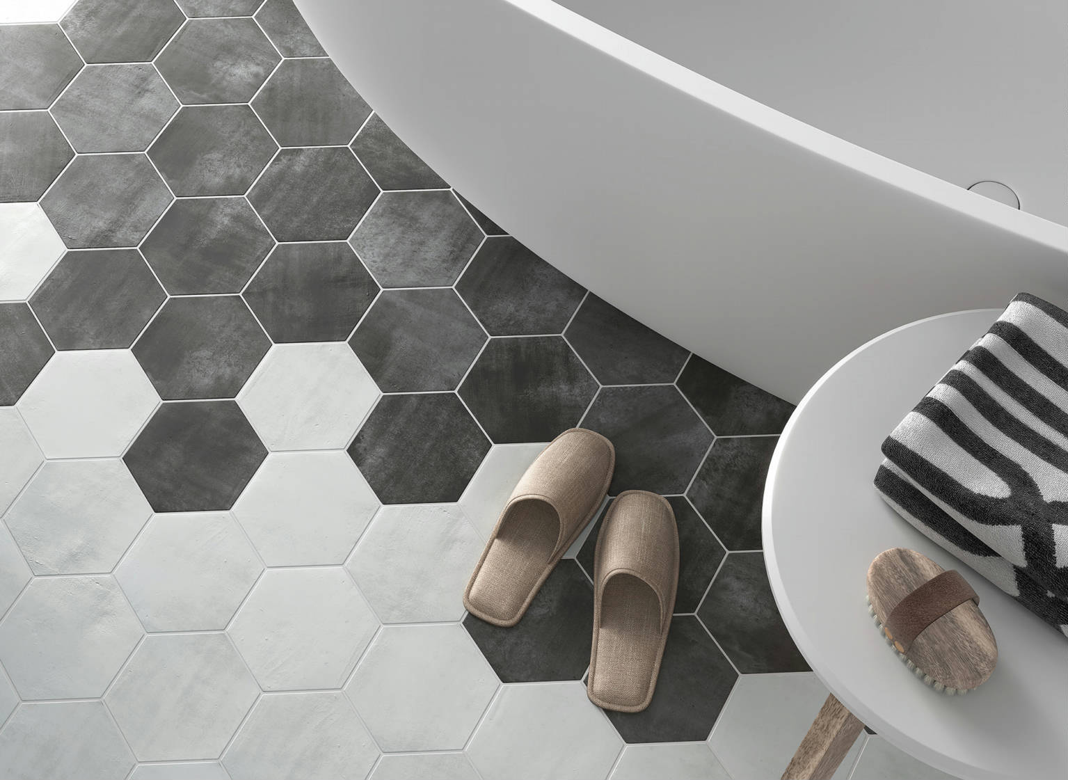 Azulejo Hexagonal Porcelánico Efecto Cemento. Serie Denia 14x16cm ...